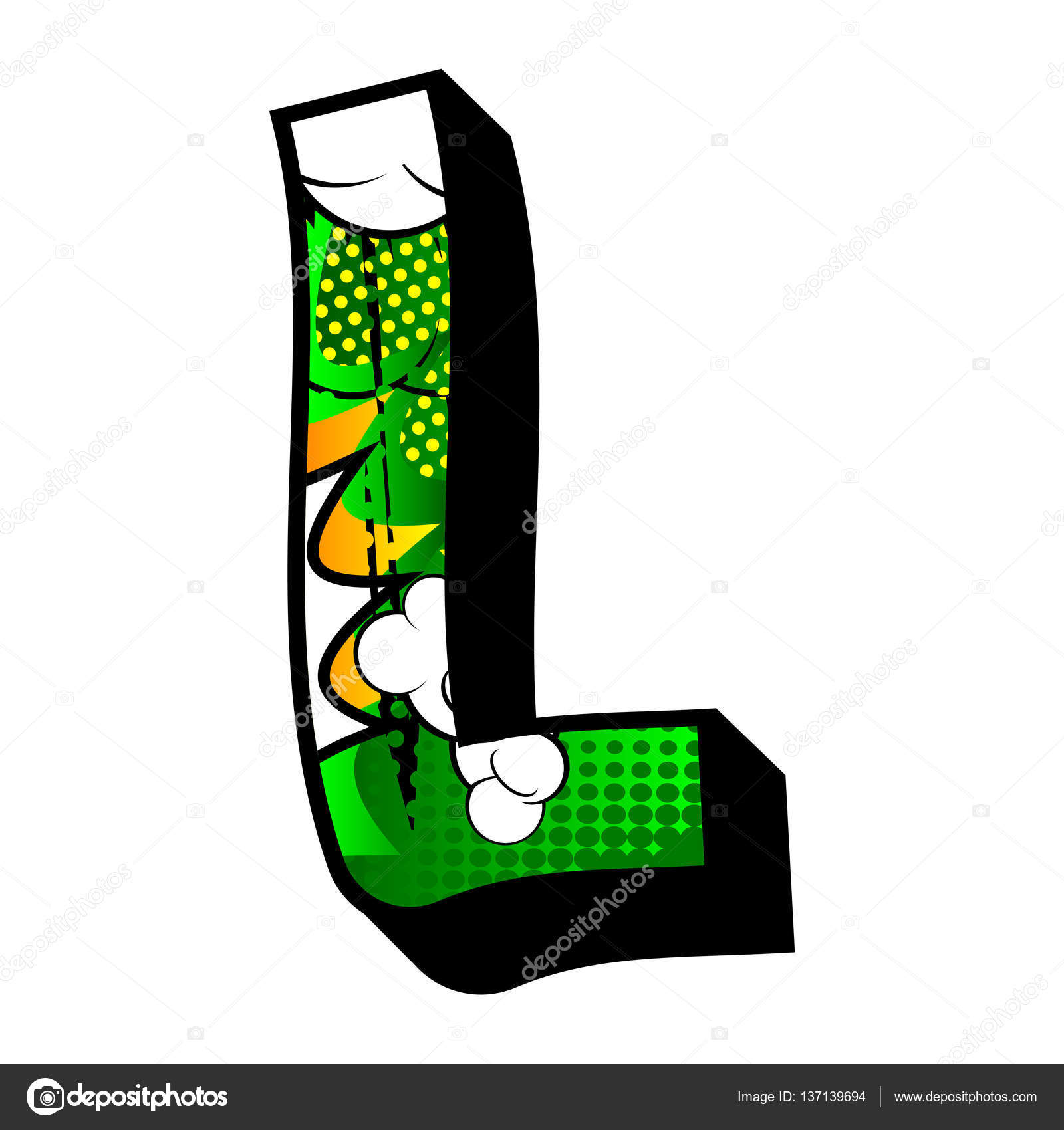 Letter L filled with comic book background. Stock Vector Image by ...
