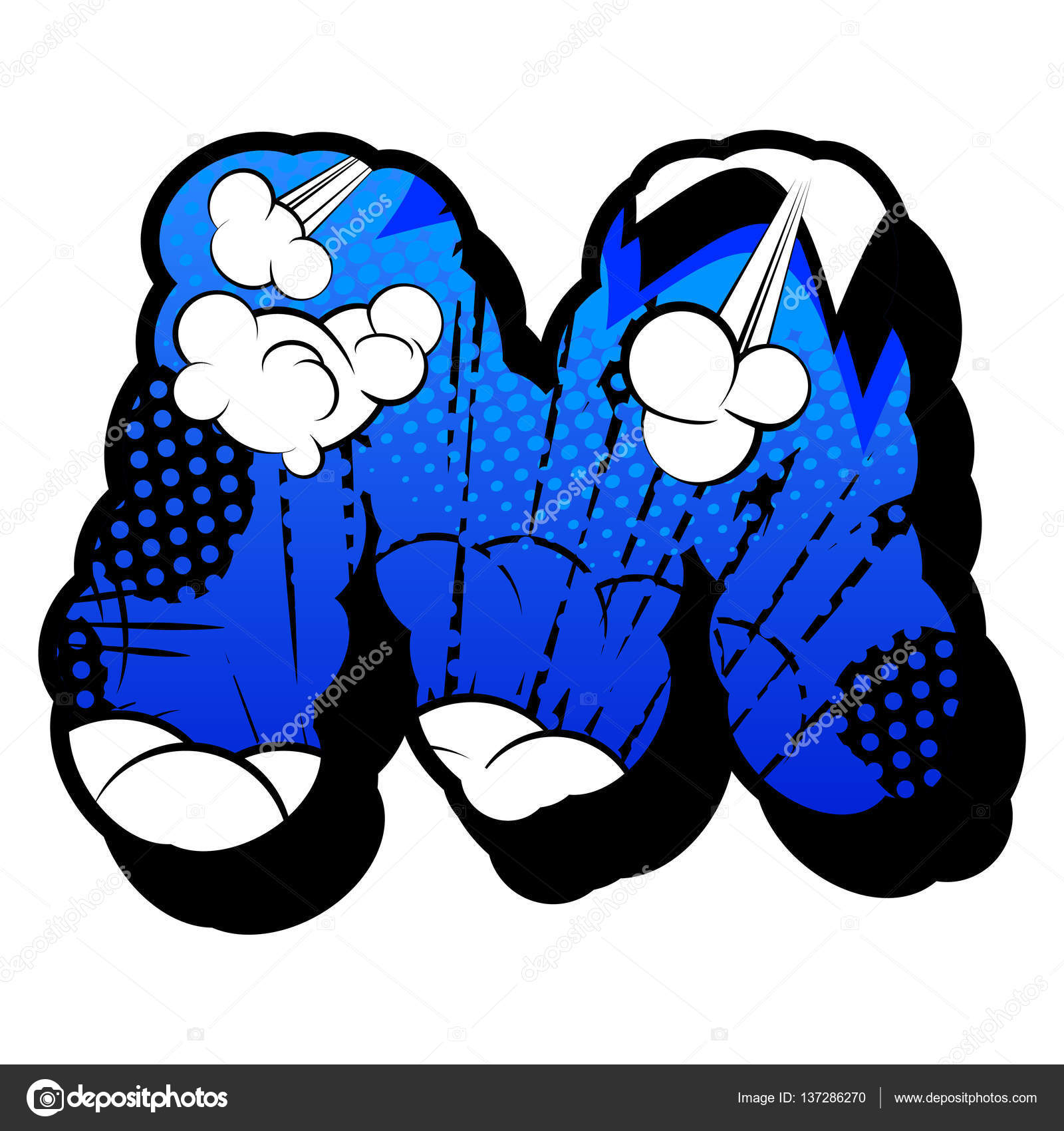 Letter M filled with comic book explosion, background. Stock Vector by ...