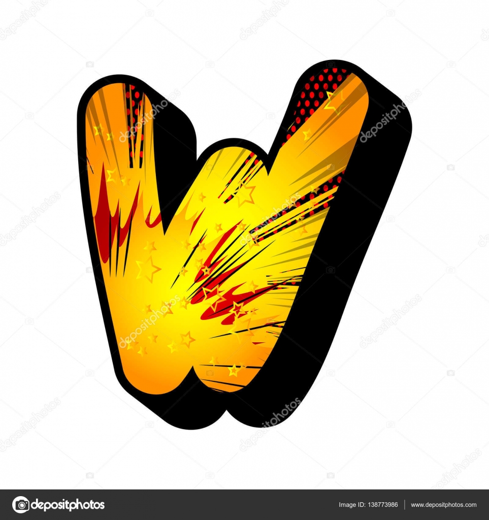 Letter W filled with comic book background. Stock Vector Image by ...