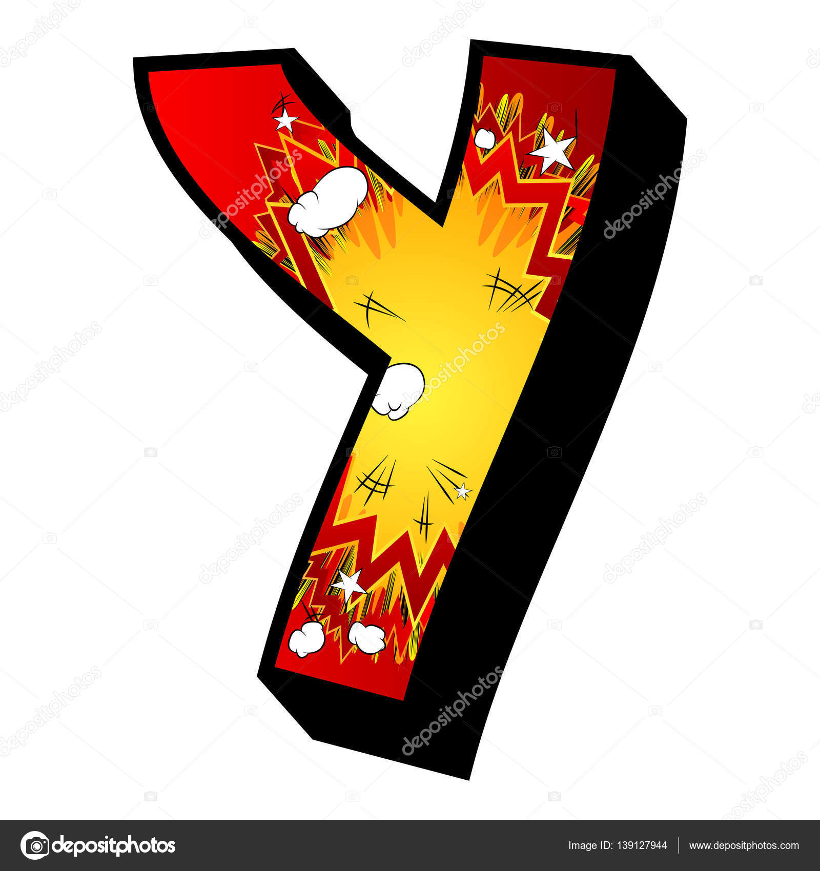 Letter Y filled with comic book background. Stock Vector Image by ...