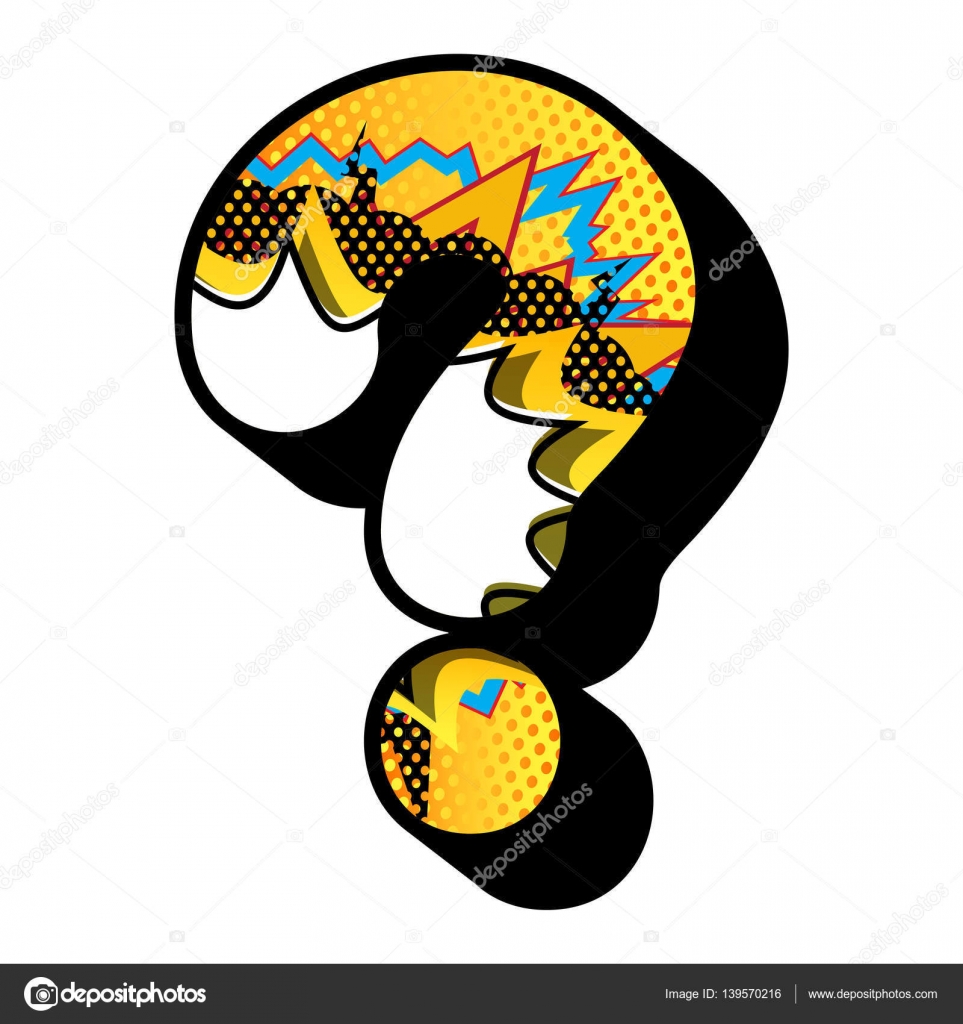 Question mark filled with comic book explosion, background. Stock ...