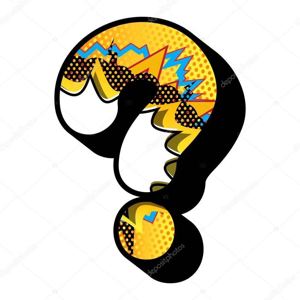 Question mark filled with comic book explosion, background. — Stock ...