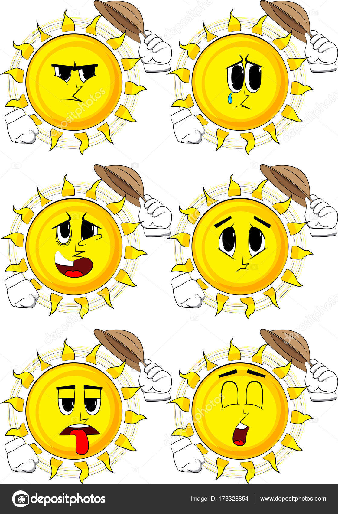 Dibujos animados sol inclinar su sombrero . Vector de stock por ...