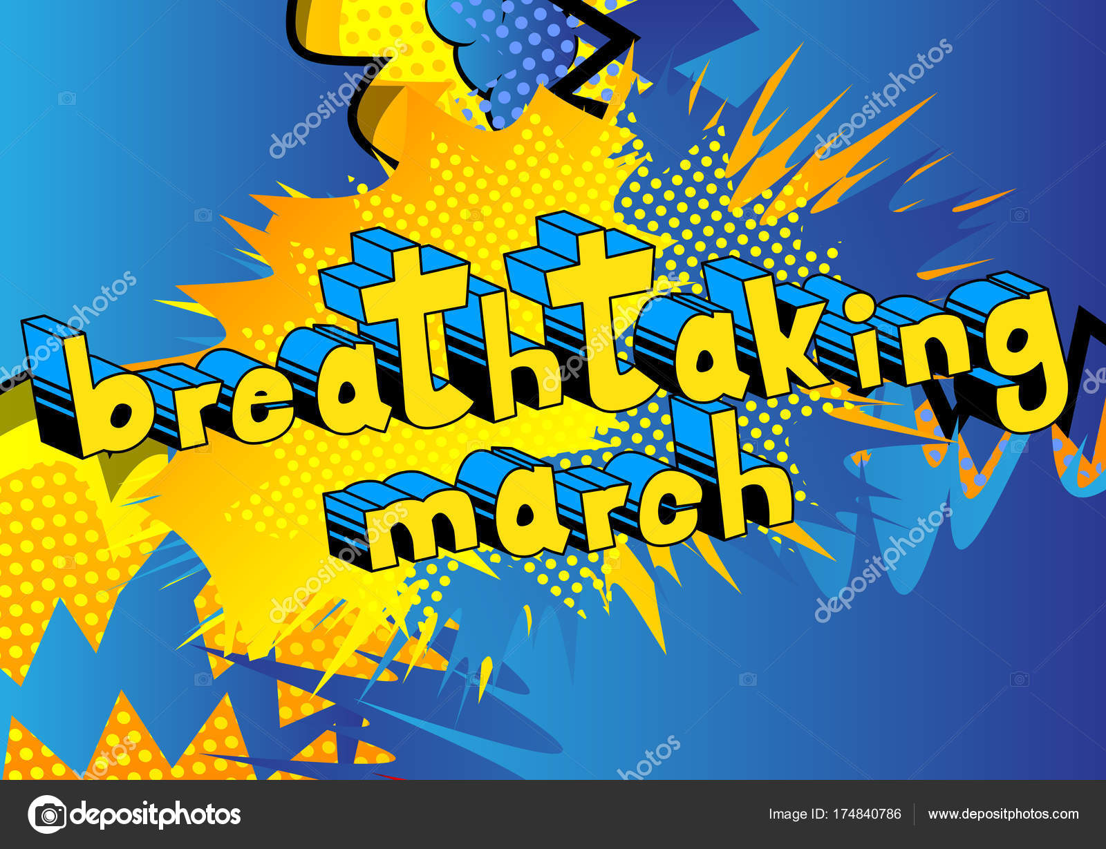Breathtaking March Comic Book Style Word Abstract Background Stock ...