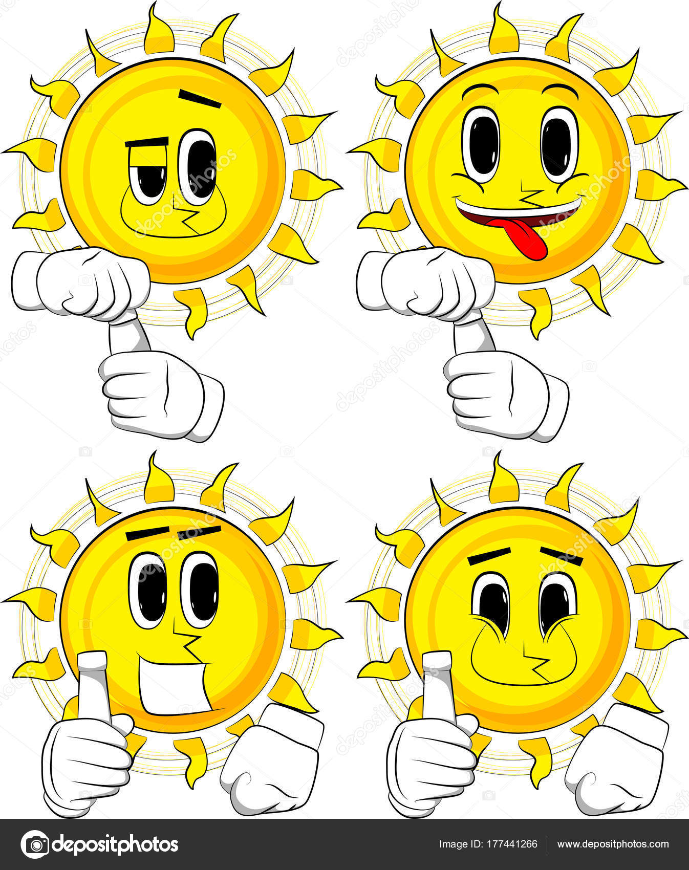 Dessin Animé Soleil Avec Tube Blanc Pâte Collection Avec Des Vecteur ...