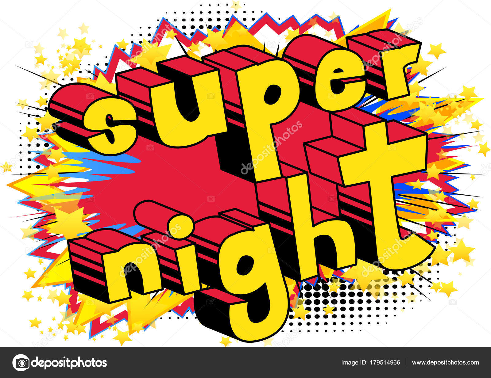 Super Night Comic Book Style Word Abstract Background Stock Vector ...