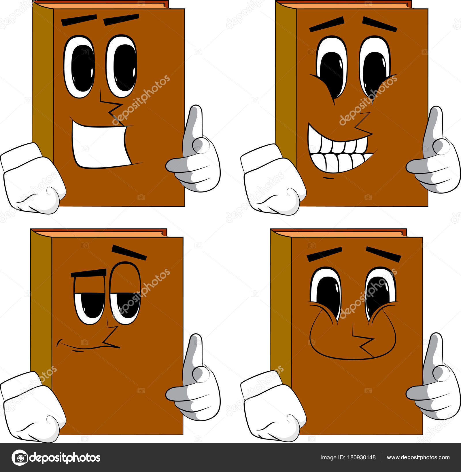 Books Pointing Viewer His Hand Cartoon Book Collection Happy Faces ...