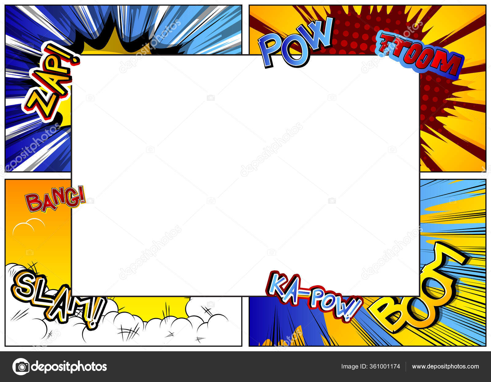Vector Illustrated Retro Comic Book Background Big Blank Copy Space ...