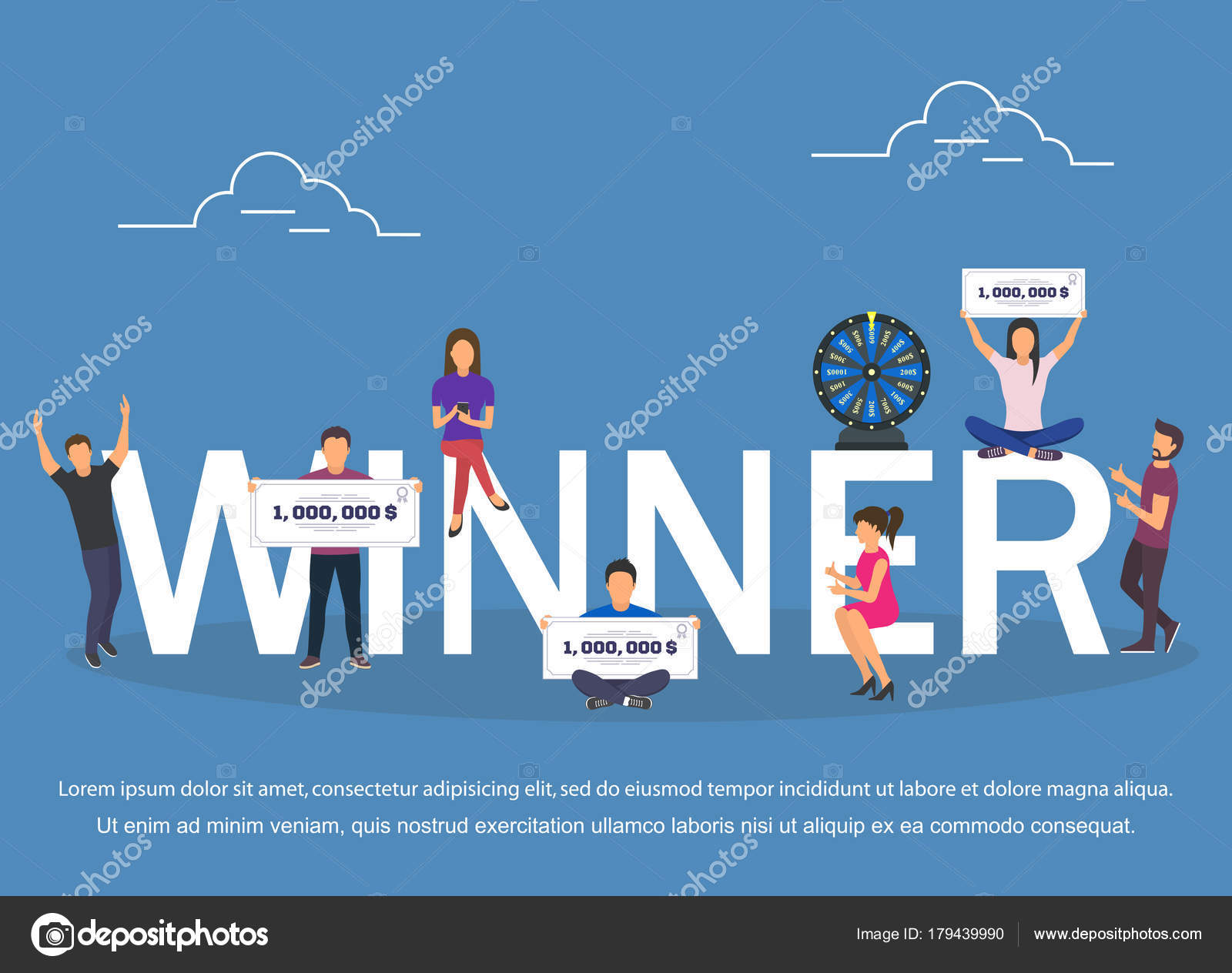 Winner concept set with winning combinations flat design Stock Vector ...