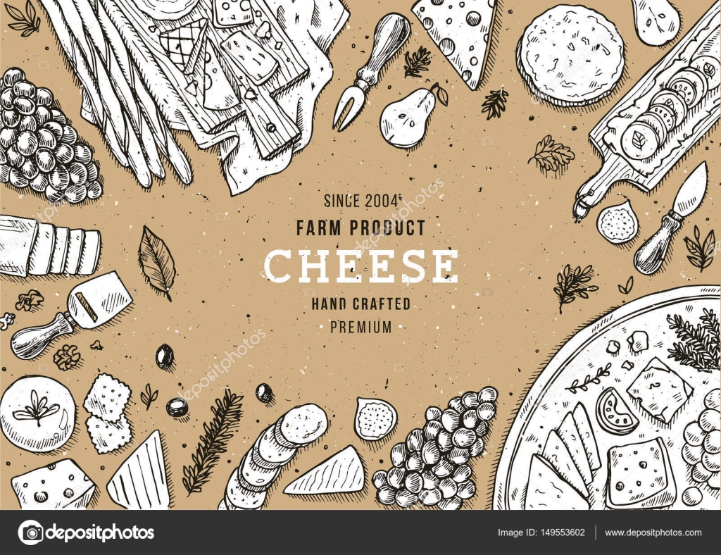 Cheese vertical banner collection. Antipasto table background. Stock ...