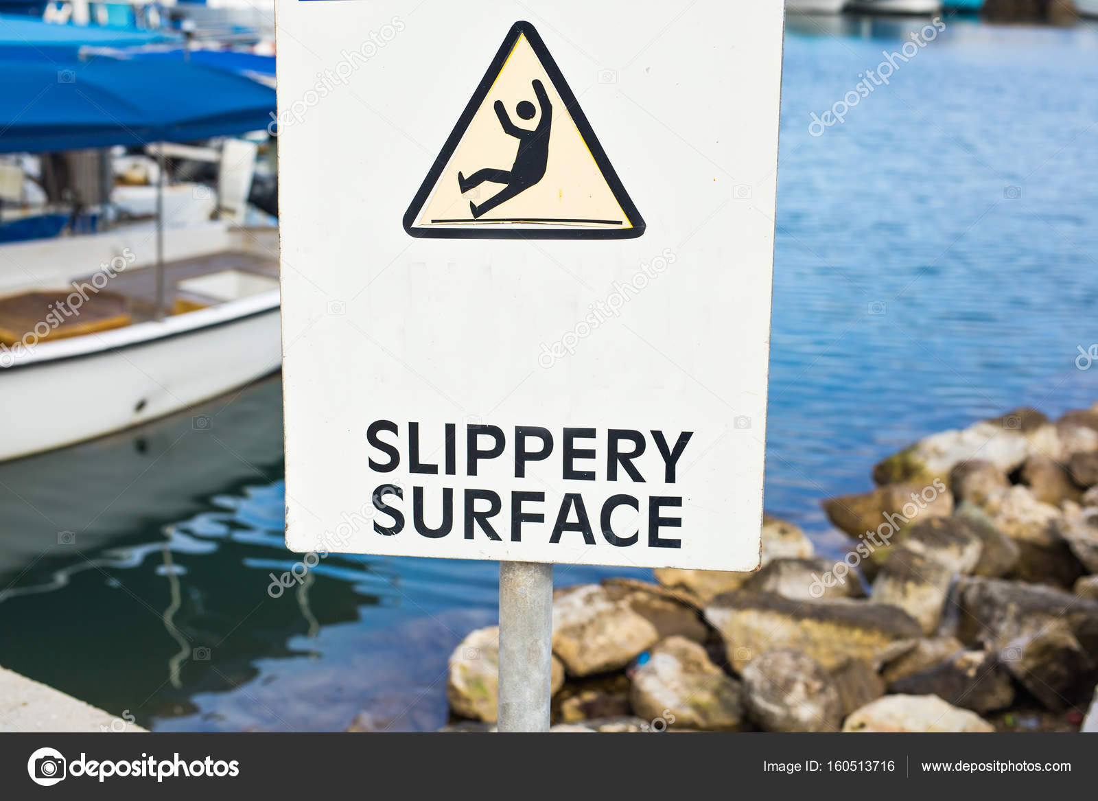Warning: Slippery Surface sign — Stock Photo © Satura_ #160513716
