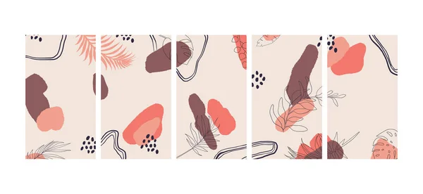 Continuous Line Vector Set Abstract Creative Backgrounds Minimal Trendy ...