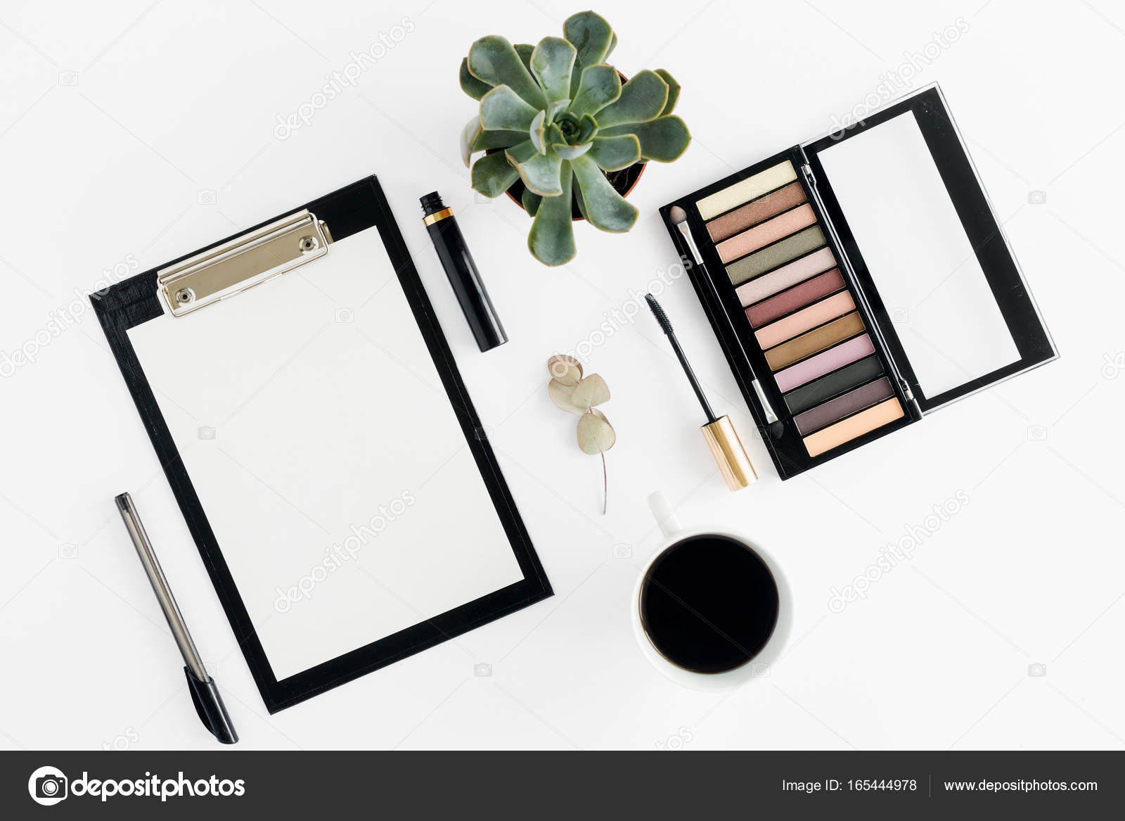 Top view makeup table. Stock Photo by ©KucherAndrey 165444978