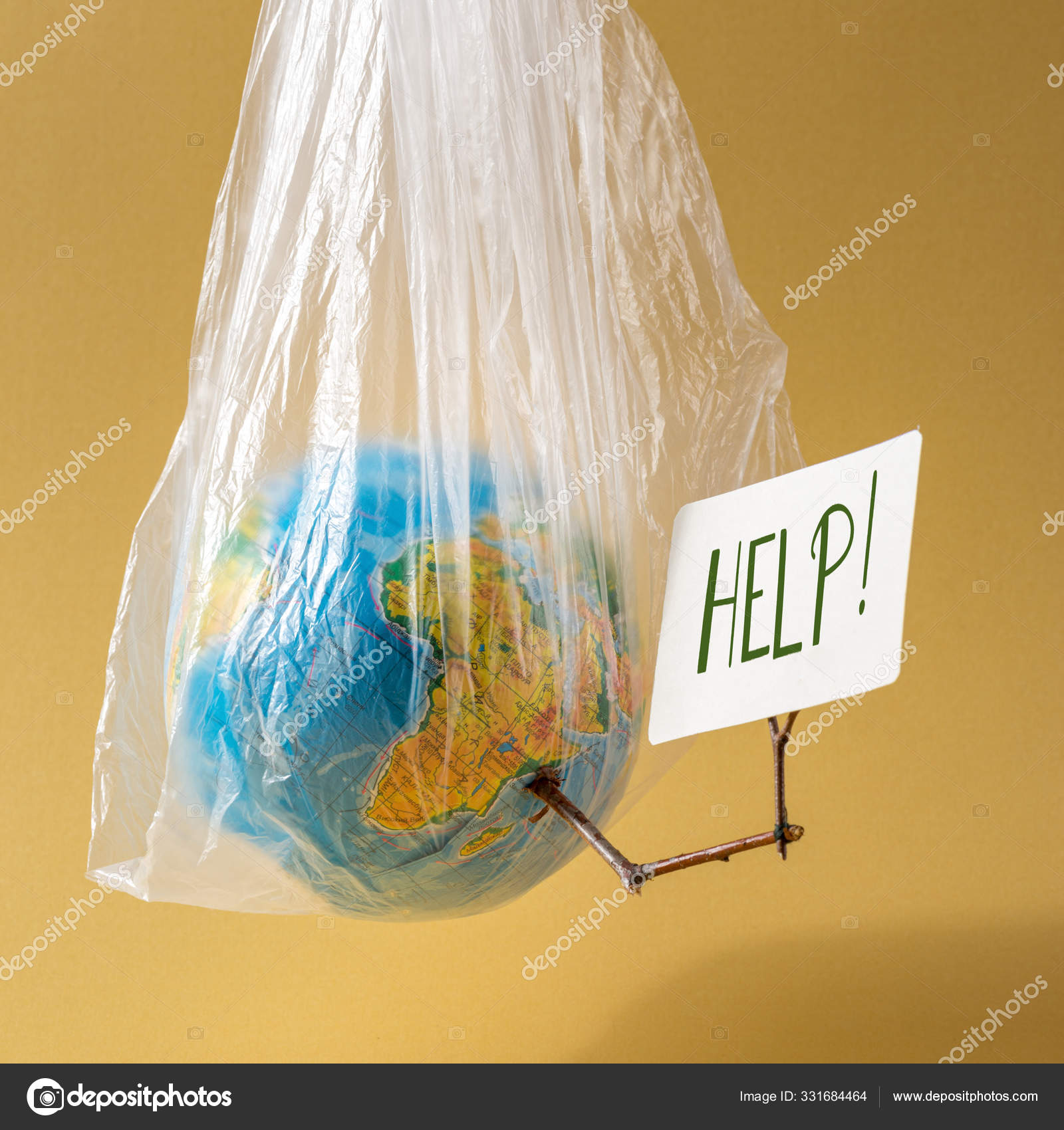 World Environment Day Concept Earth Holds Card Inscription Help — Stock ...
