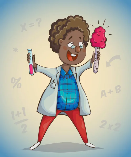 Boy scientist surprised by discovery. Cartoon character. Vector ...