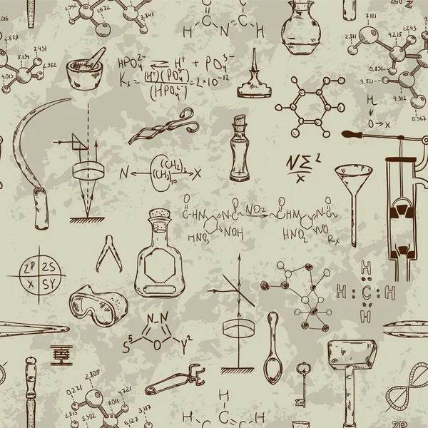 Vintage seamless pattern old chemistry laboratory with microscope ...