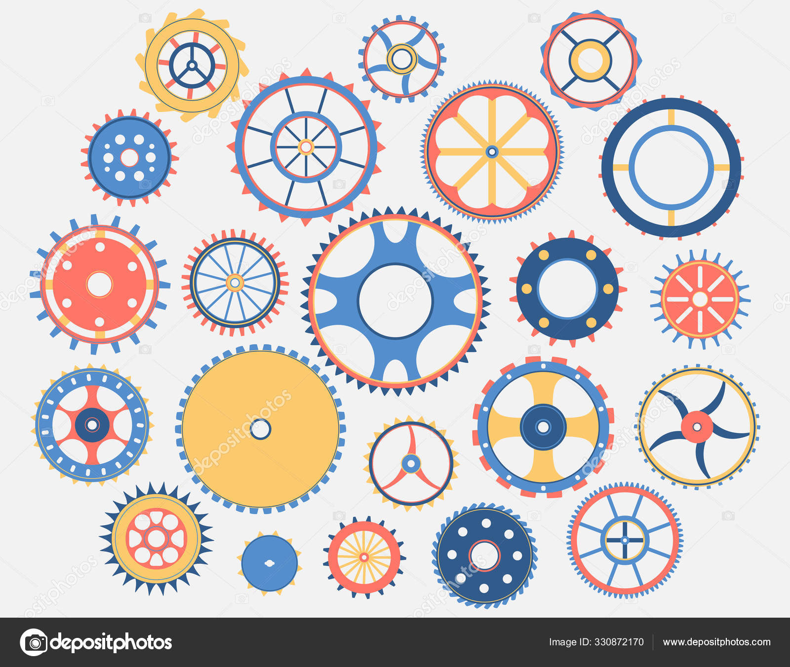 Collection Gears Colorful Isolated Design Elements Vector Illustration ...