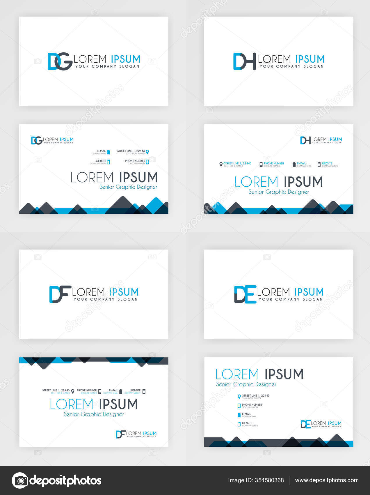 Blue Business Card Template Simple Identity Card Design Alphabet Logo ...