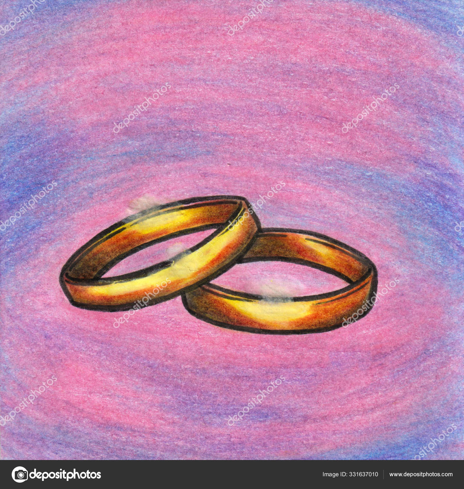 Abstract Pencil Colored Painting Illustration Showing Pair Golden ...