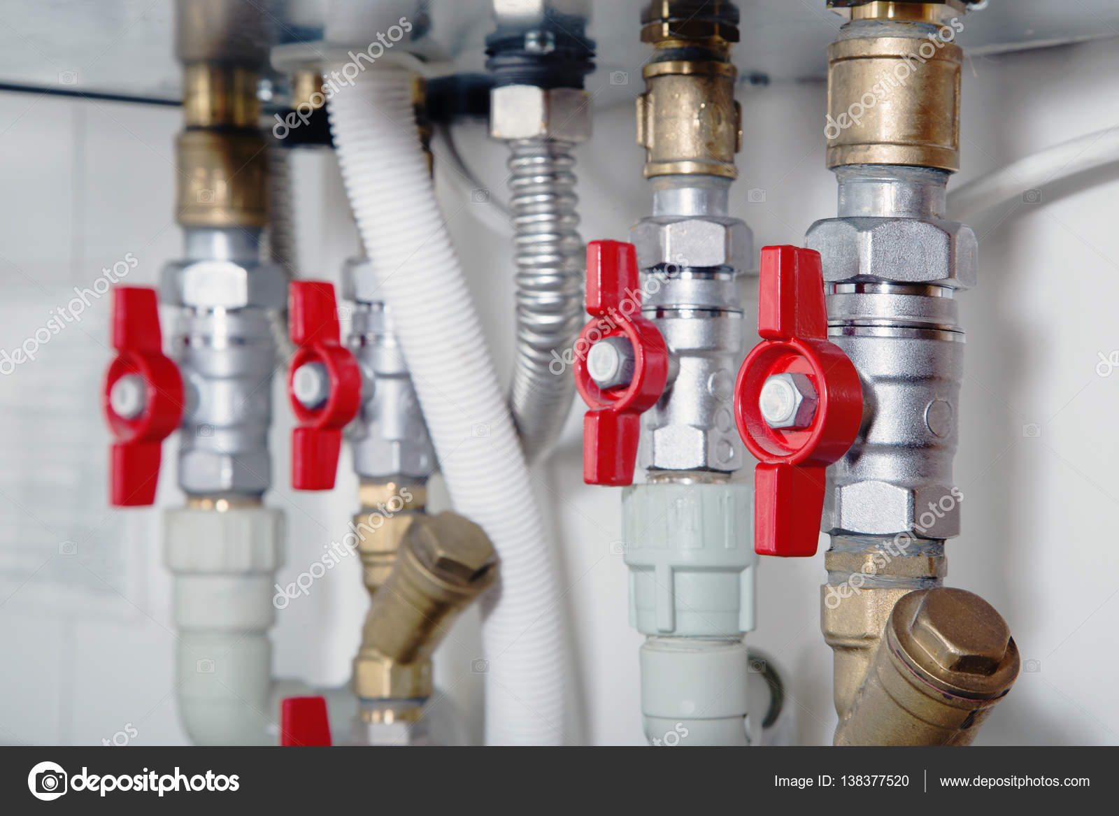 Heating system's plastic ball valves Stock Photo by ©agephotography ...