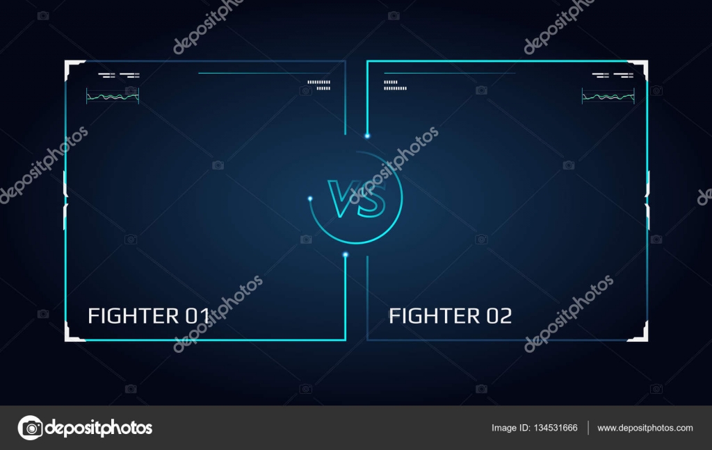 Versus screen design. Announcement of a two fighters. Blue futuristic ...