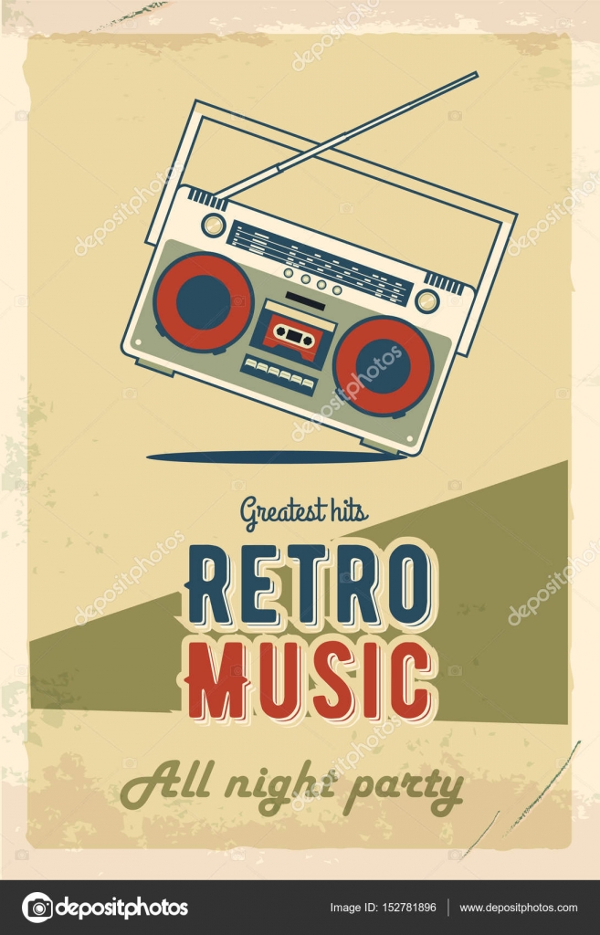 Retro party poster design. Music event at night club. Vintage ...