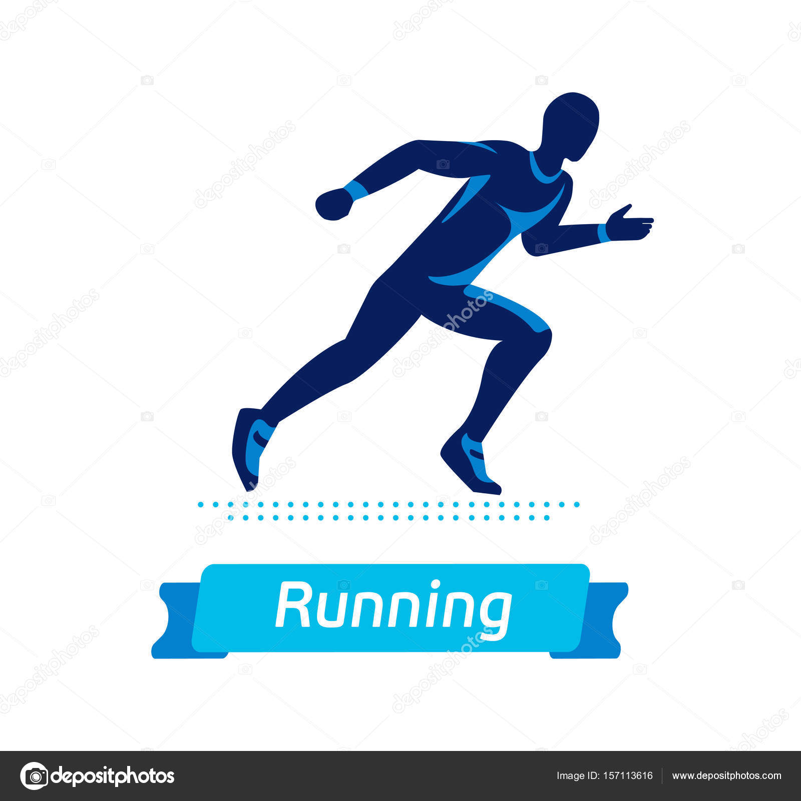 Running man logo or badge. Vector silhouette of runner. Sport emblem ...