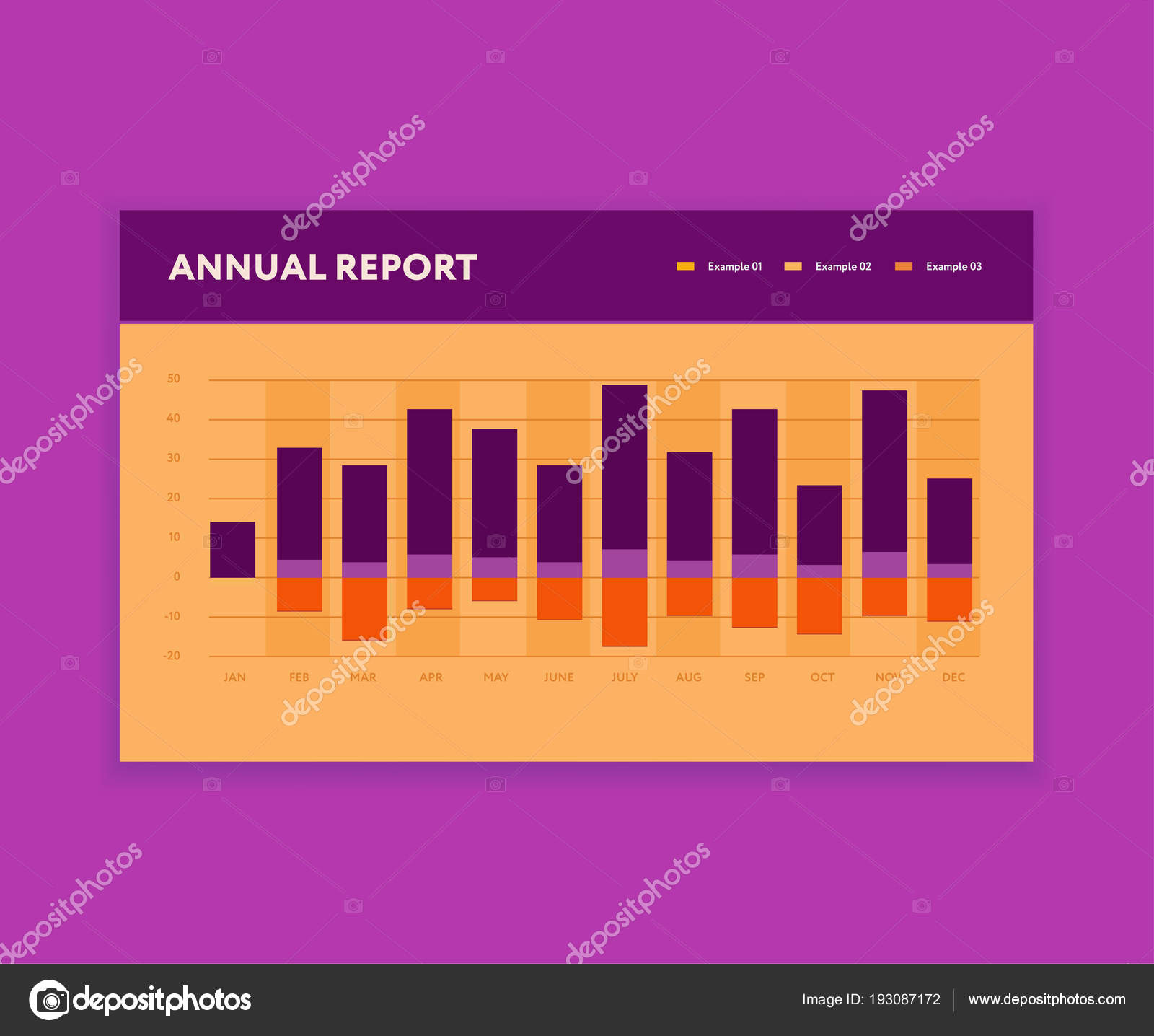 Modern bar graph template. Business infographic. Flat color style ...