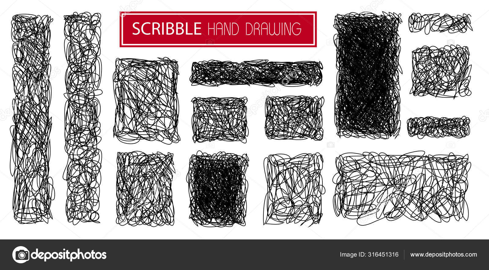 Set Hand Drawn Scribble Symbols Isolated White Doodle Style Sketches ...