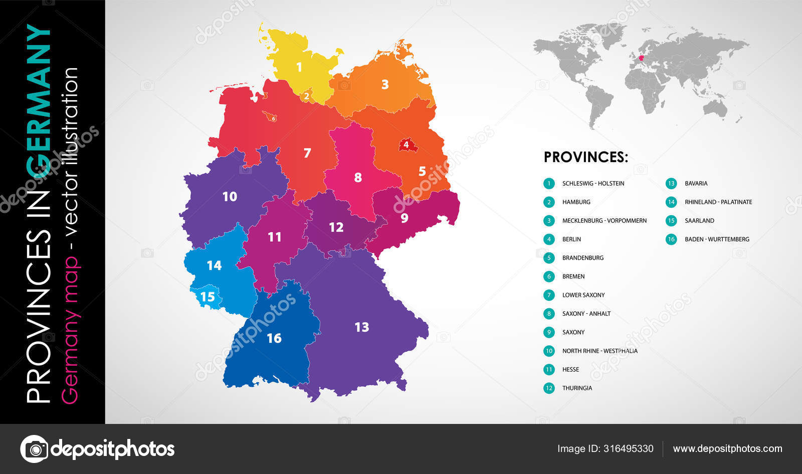 Vector Map Germany Provinces Color Stock Vector by ©Dzun 316495330