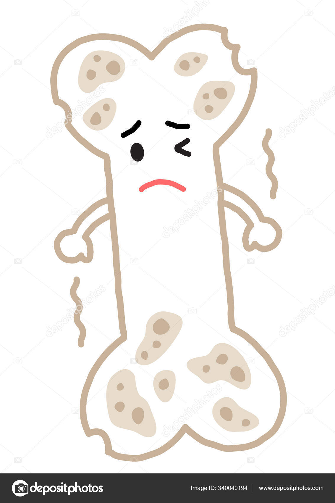 Osteoporosis Hueso Débil Lindo Dibujo Animado Menos Denso Más Frágil ...