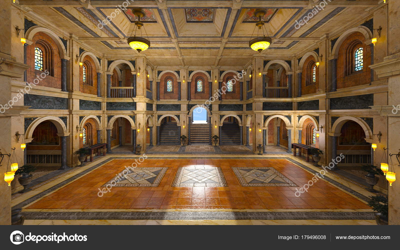 Grand Hall Rendering Grand Hall Stock Photo by ©TsuneoMP 179496008