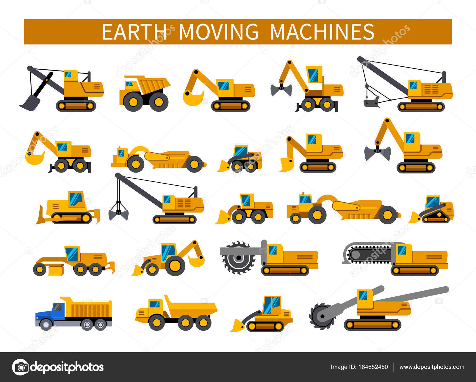 Earthmoving machines icons set Stock Vector Image by ©andriocolt #184652450