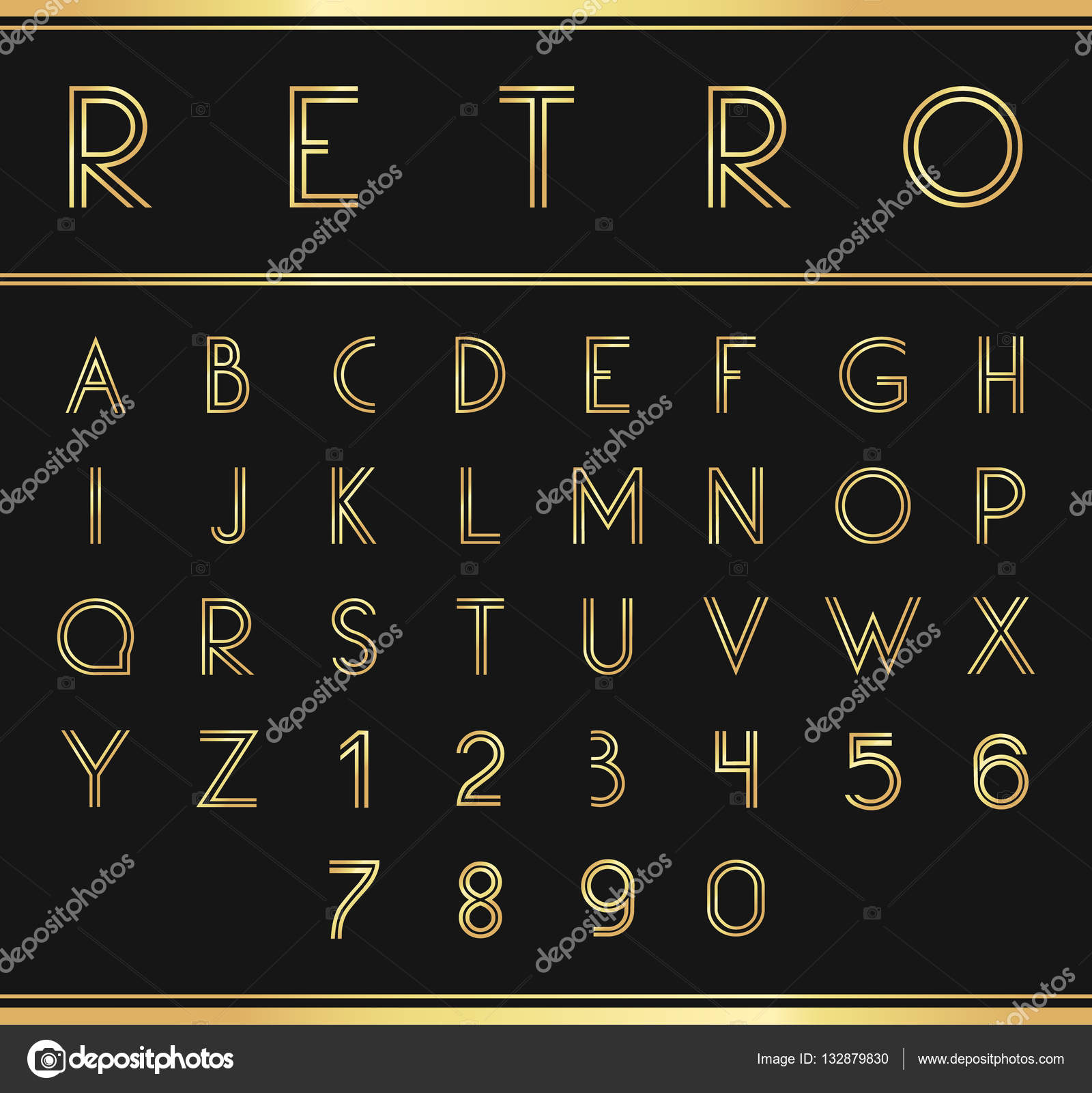 Gold alphabetic fonts and numbers Stock Vector Image by ©deisgorelkin ...