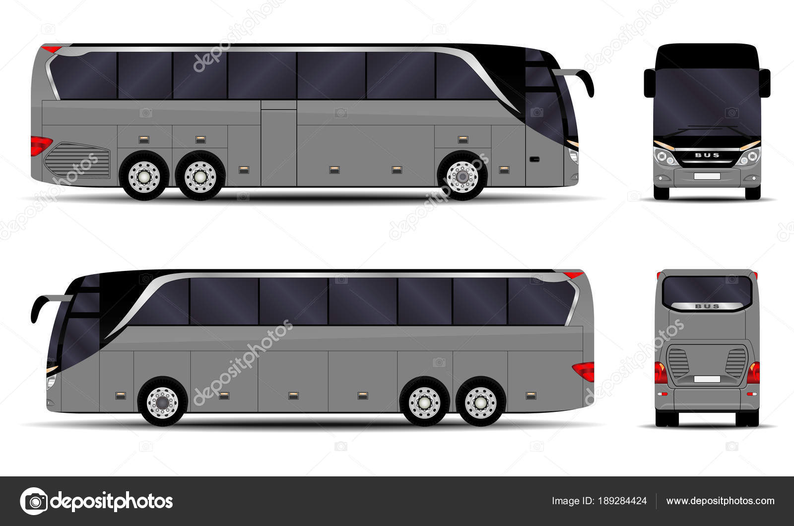 Realistic Bus Side View Front View Back View — Stock Vector © chel11 ...