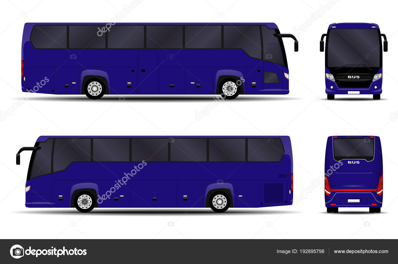 Bus Réaliste Vue Latérale Vue Face Vue Derrière Vecteur par ©chel11 ...