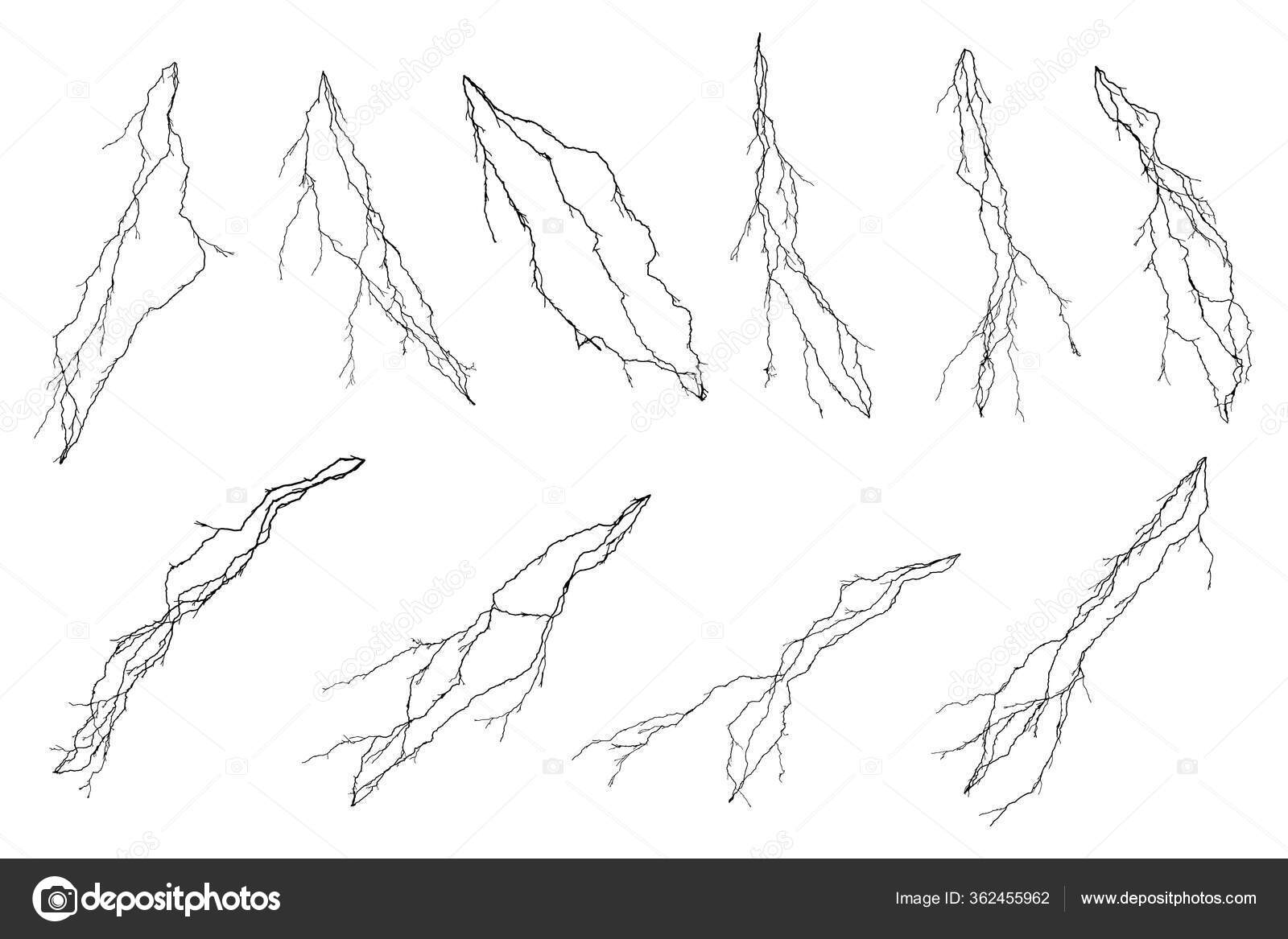 Conjunto Vectorial Colección Relámpagos Aislado Sobre Fondo Blanco ...