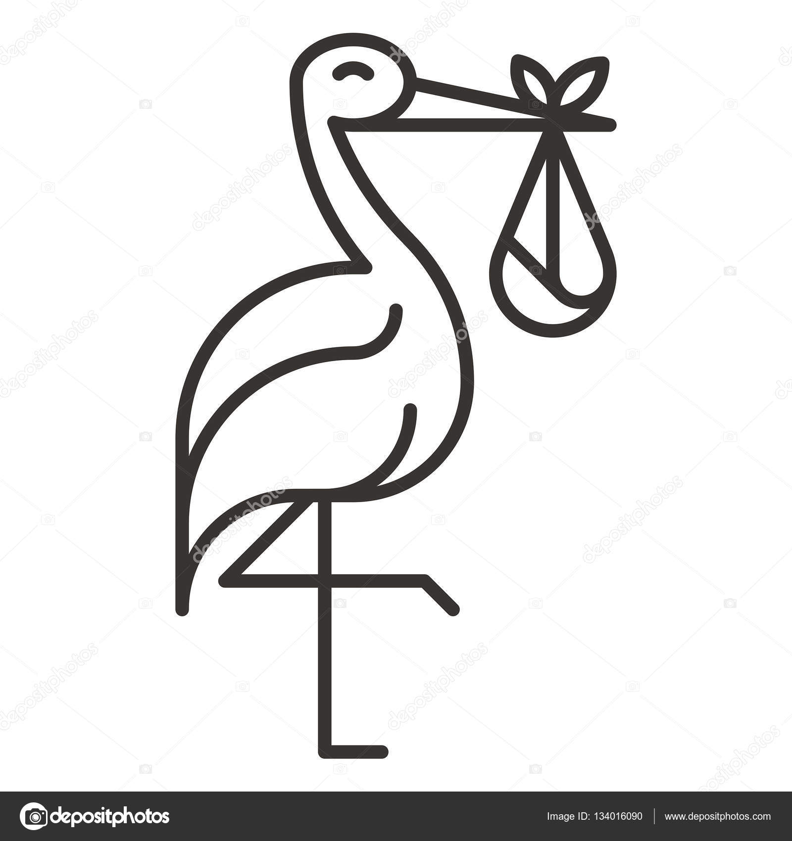 Ooievaar met baby pictogram illustratie vectorafbeelding door ...