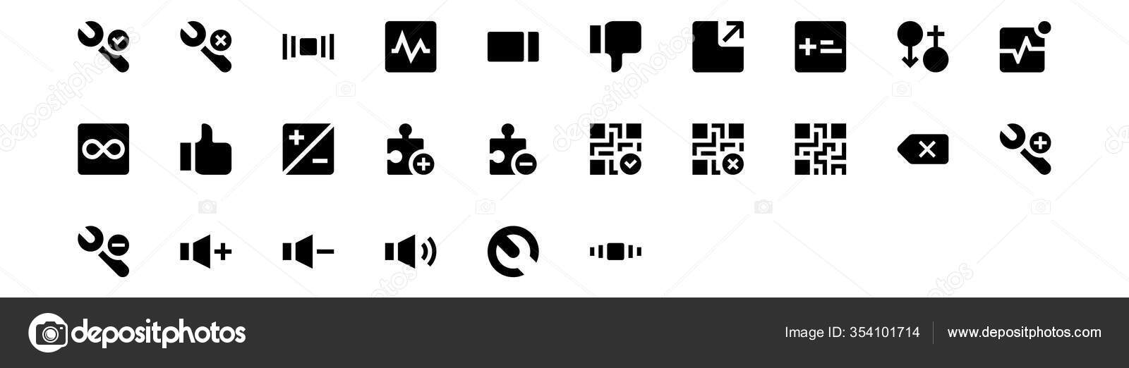 Set Vector Black Solid Icons Settings Stock Vector Image by ...