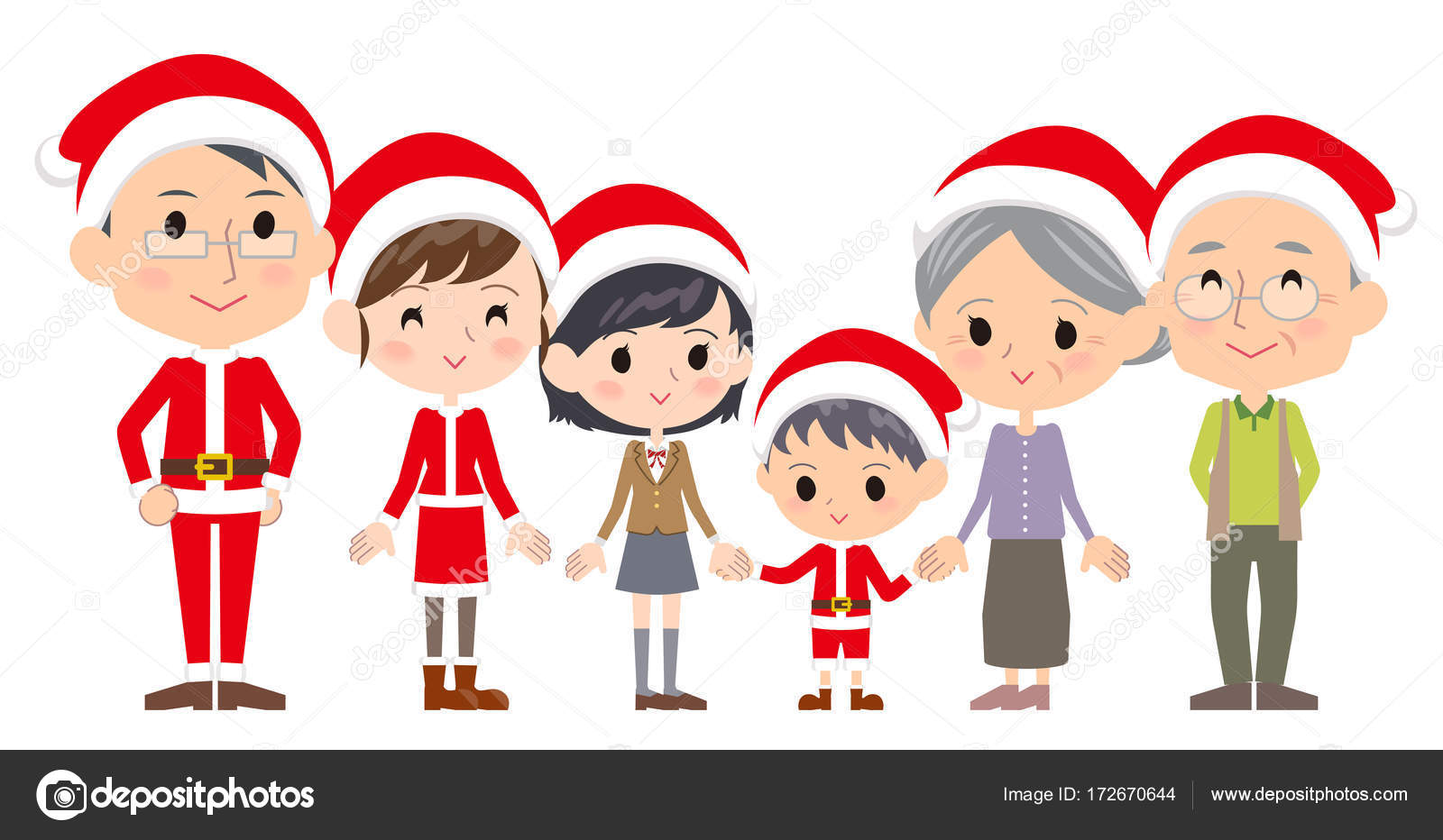 Family three generations Christmas_Side by side — Stock Vector ...