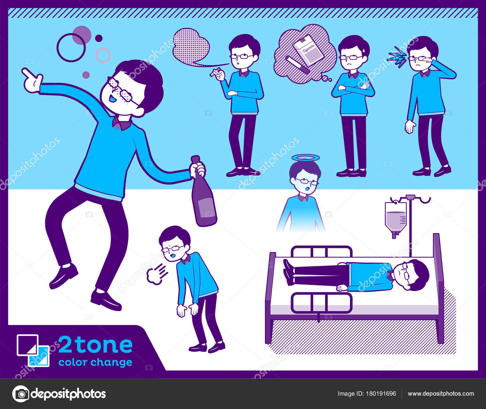 2tone type Dad wearing glasses_set 10 Stock Vector Image by ...