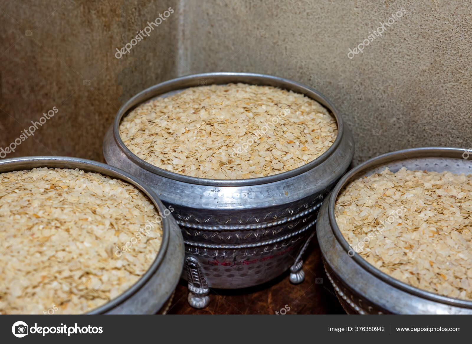 Flattened Rice Pots Beaten Rice Food South East Asia Chiura — Stock ...