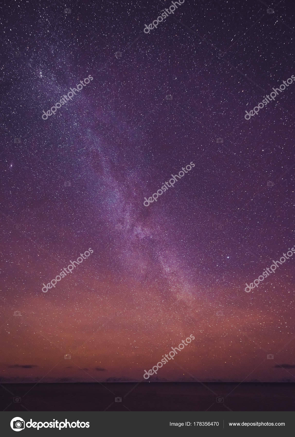 Night Landscape Colorful Milky Way Yellow Light Mountains Starry Sky ...