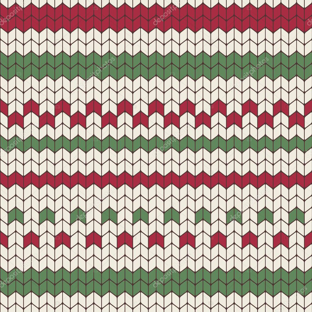 Red and Green Christmas Knitted Seamless Pattern — Stock Vector ...