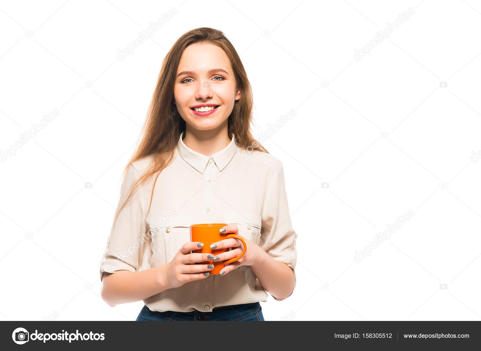 Young smiling girl holding a cup in her hands Stock Photo by ©ggggg8101 ...