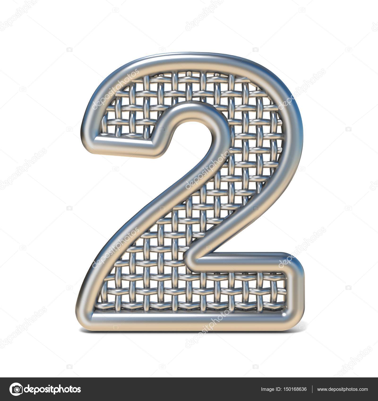 Outlined metal wire mesh font Number 2 TWO 3D — Stock Photo © djmilic ...