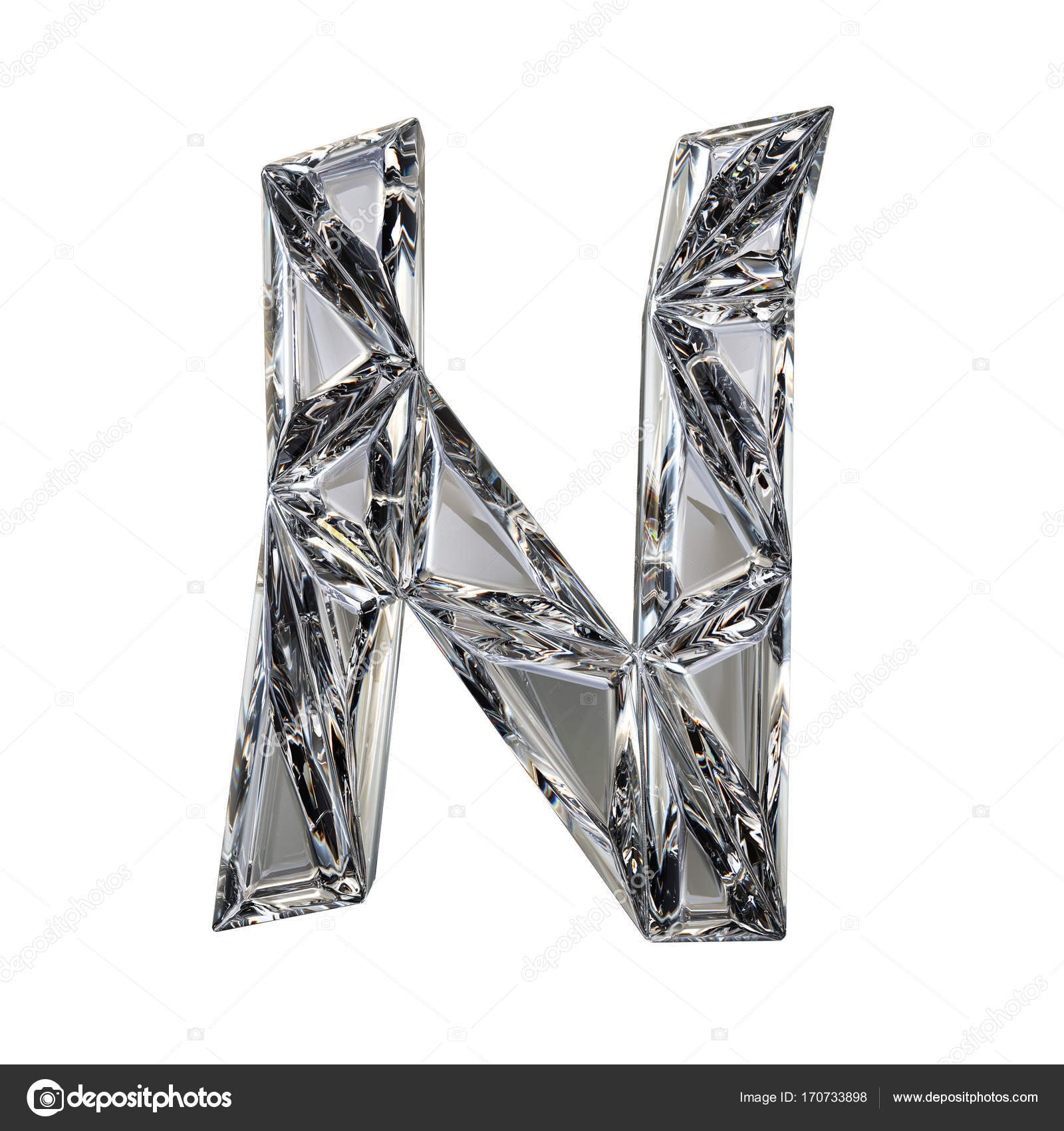 Crystal triangulated font letter N 3D render — Stock Photo © djmilic ...
