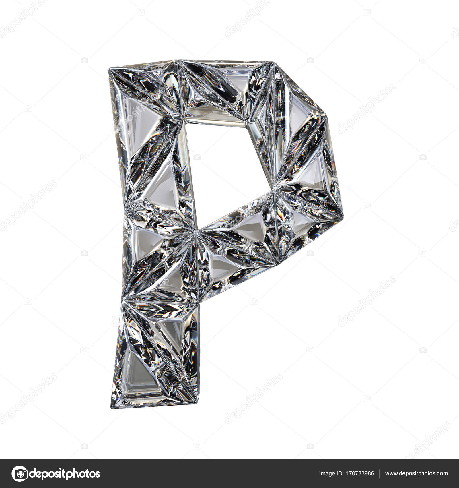 Crystal triangulated font letter P 3D render — Stock Photo © djmilic ...