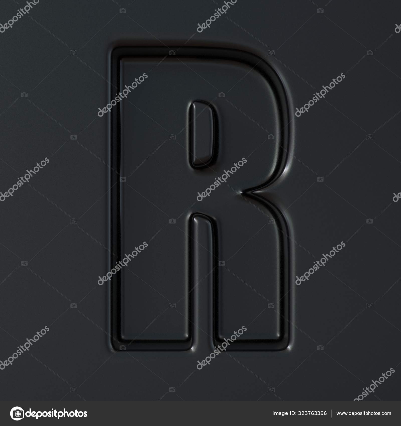 Black engraved font Letter R 3D — Stock Photo © djmilic #323763396
