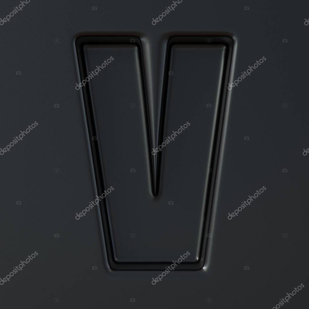 Negro fuente grabada Letra V 3D 2024
